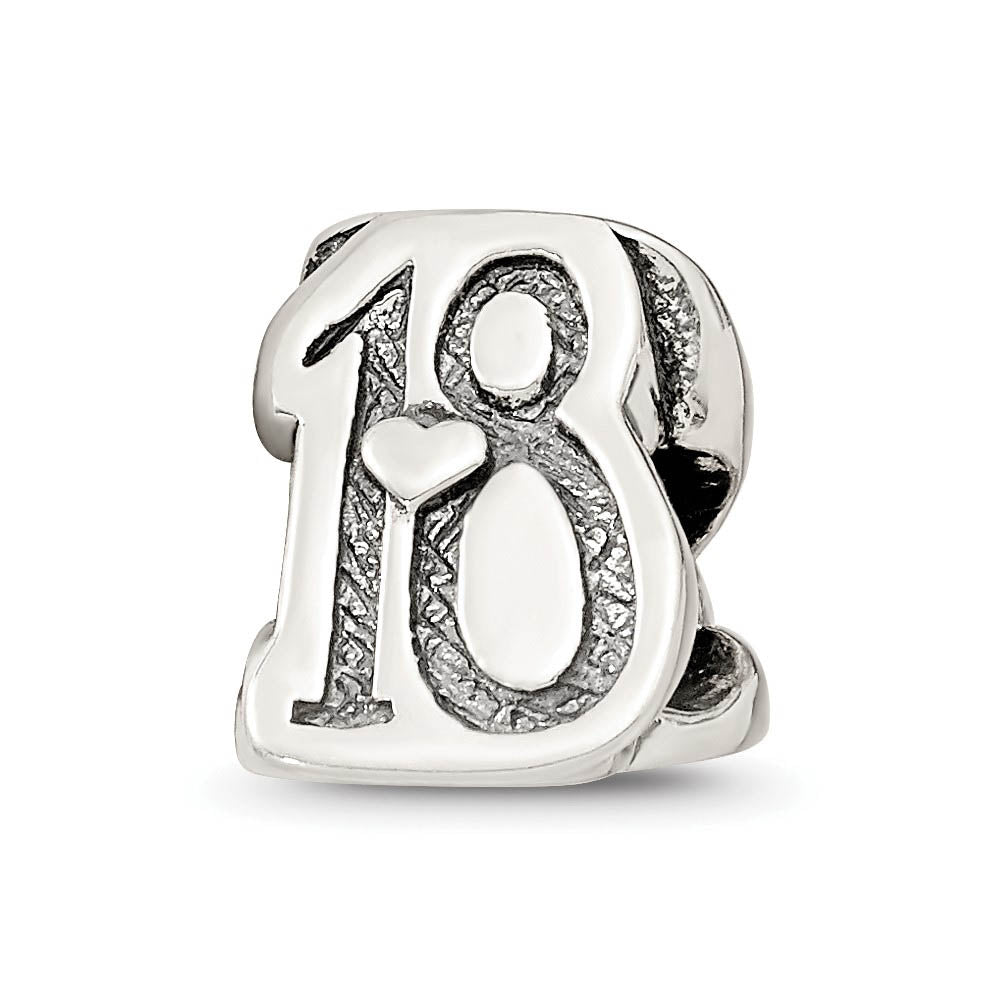 Sterling Silver Special Year Number 18 Bead Charm - Black Bow Jewelry ...
