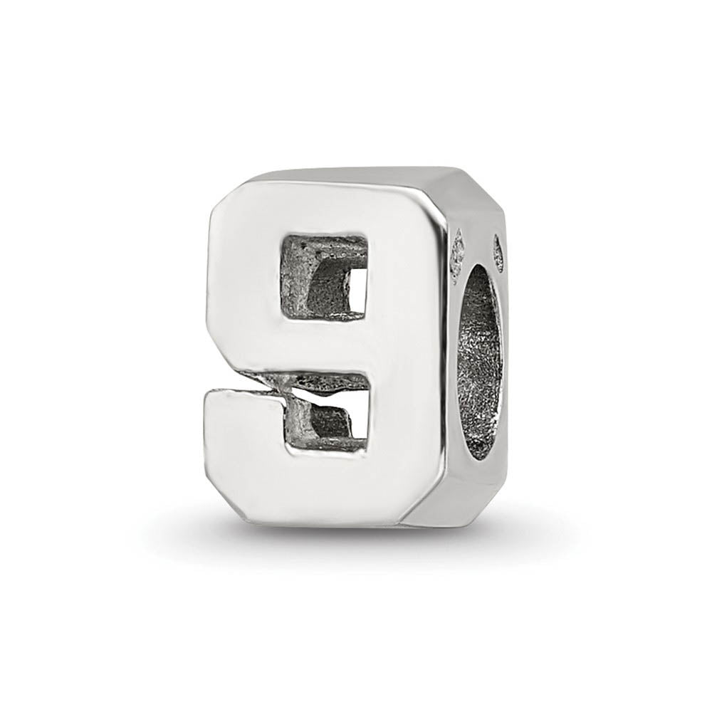 Sterling Silver Block Style, Number 9 Bead Charm - Black Bow Jewelry ...