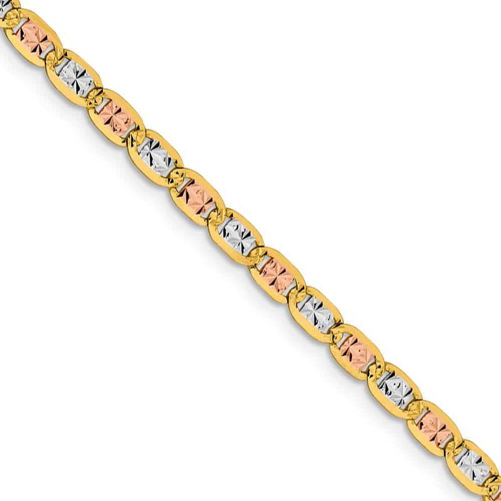3.75mm 14k Gold Tri-Color Solid Fancy Pave Anchor Chain Necklace - 16 ...