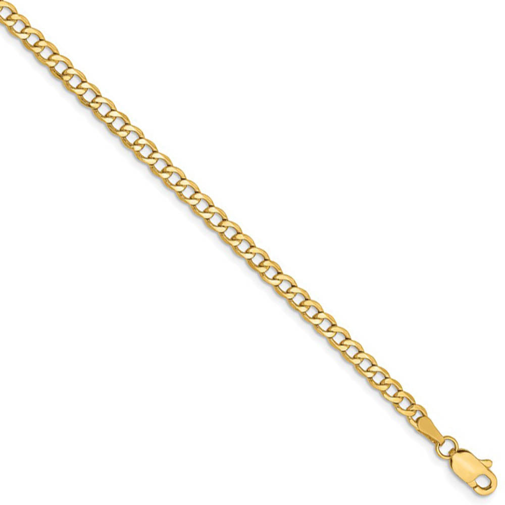 2.75mm 14k Yellow Gold Hollow Curb Chain Necklace - 16 Inch - Black Bow ...