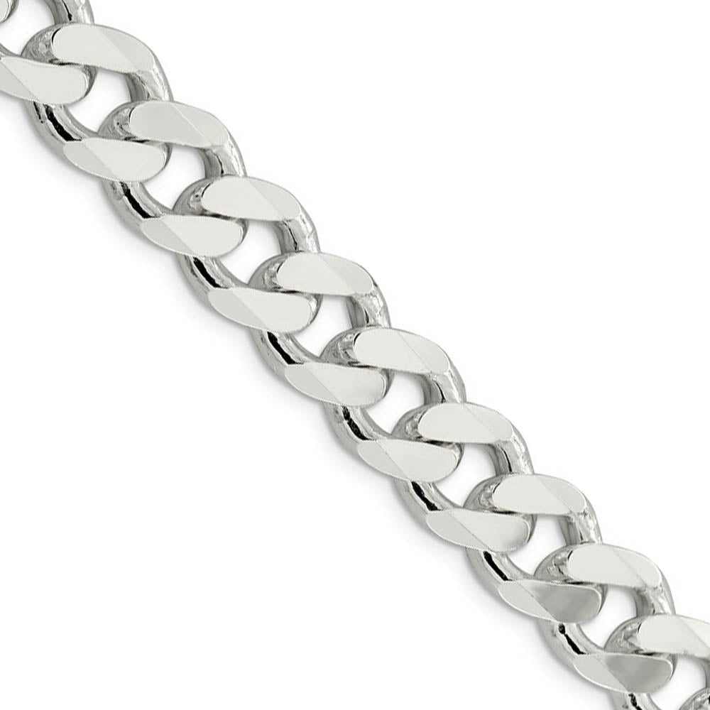 Men's 13mm Sterling Silver Solid Curb Chain Necklace - 28 Inch - Black ...