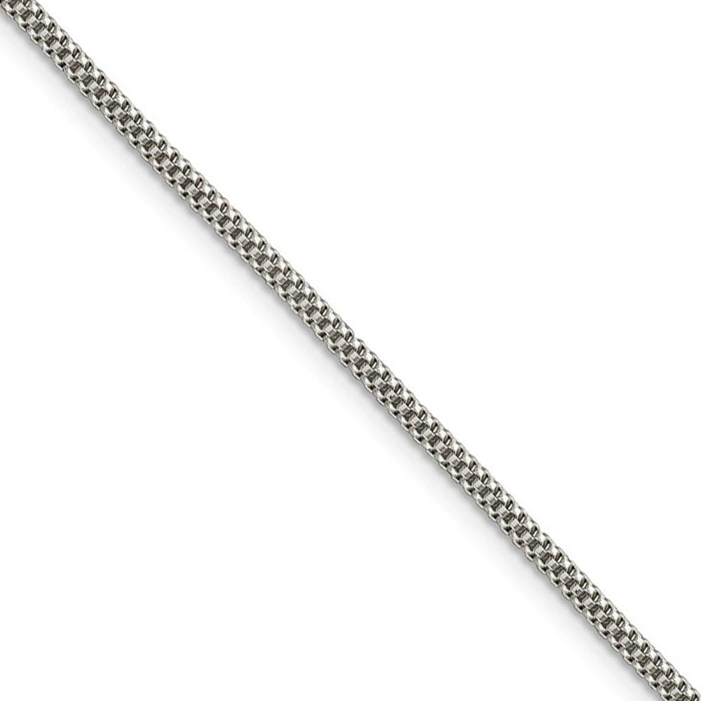 2mm, Sterling Silver Fancy Round Box Chain Necklace - 16 Inch - Black ...