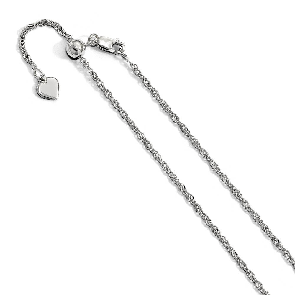 1.6mm Sterling Silver Adjustable Singapore Chain Necklace, 22 Inch ...
