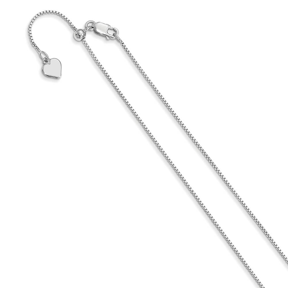 0.8mm Sterling Silver Adjustable Box Chain Necklace - 36 Inch - Black ...
