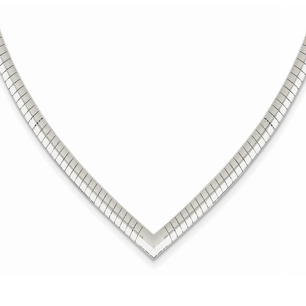 4mm Sterling Silver V-shaped Cubetto Chain Necklace, 17 Inch - Black ...