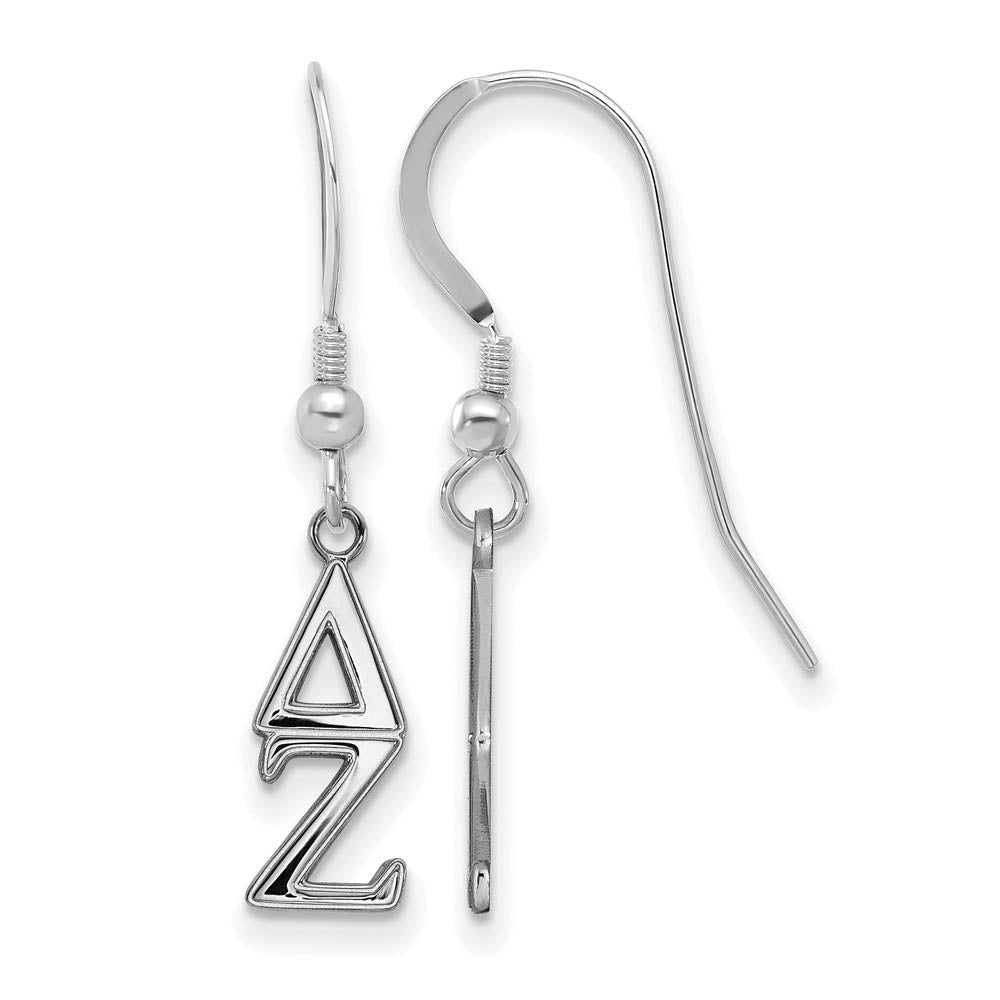 Sterling Silver Delta Zeta XS Dangle Earrings - Black Bow Jewelry Company