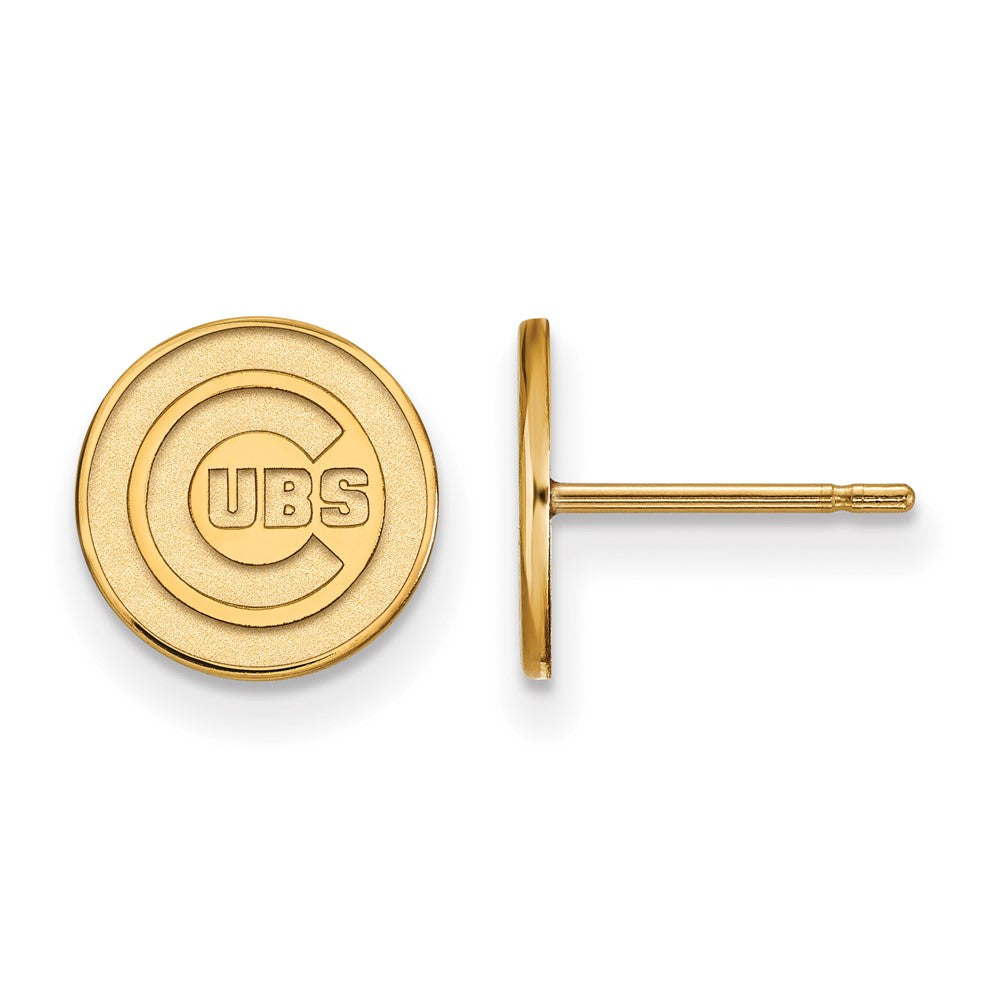 14K Gold Plated Silver MLB Chicago Cubs XS Disc Post Earrings - Black ...