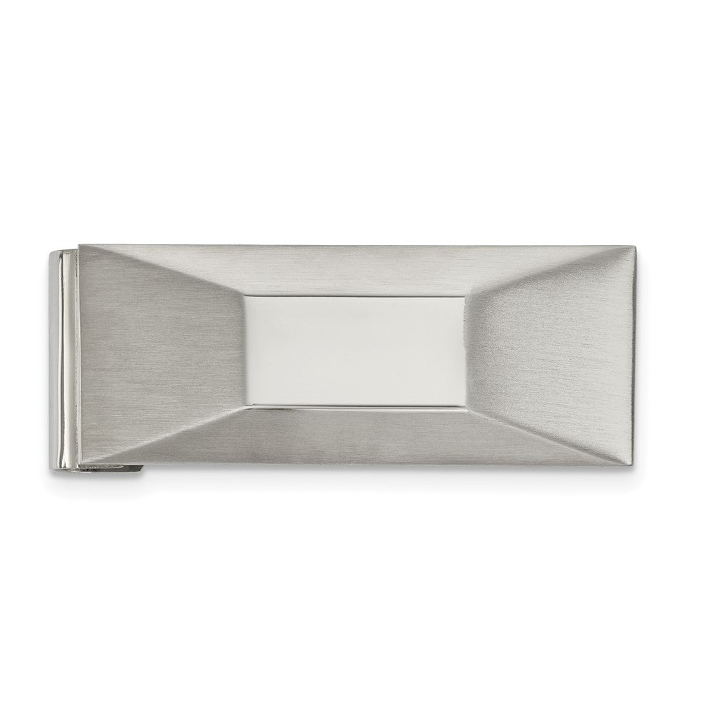 Stainless Steel Brushed & Polished Pyramid Spring Loaded Money Clip ...