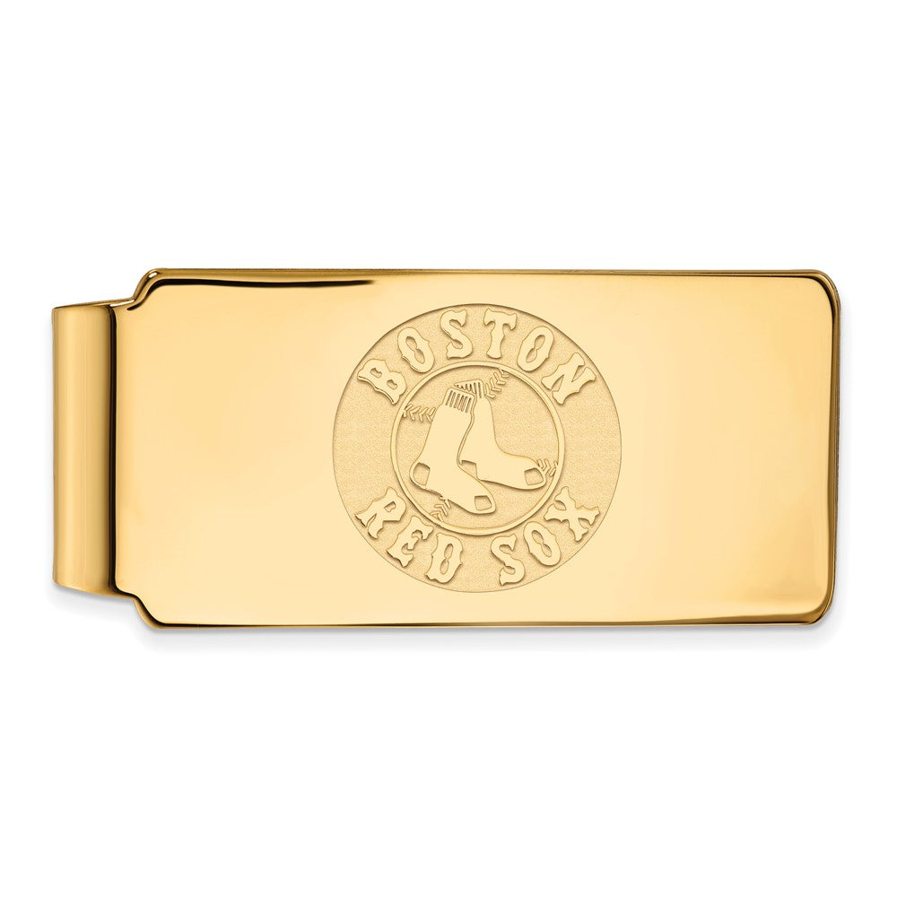 14K Yellow Gold MLB Boston Red Sox Fold Over Money Clip - Black Bow ...