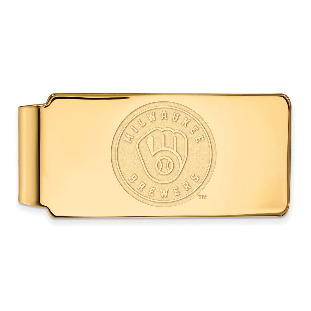 14K Gold Plated Silver MLB Milwaukee Brewers Fold Over Money Clip ...