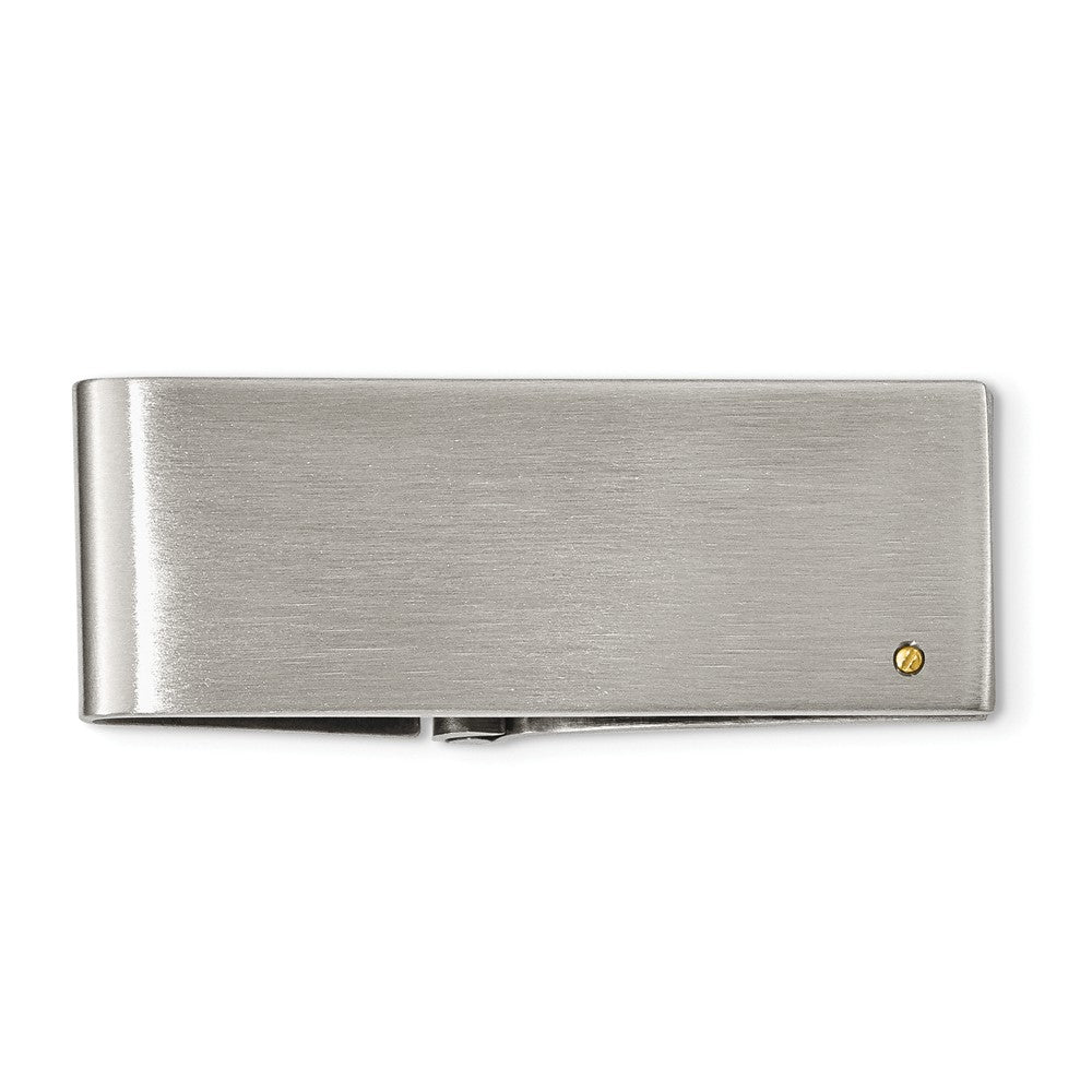 Brushed Stainless Steel and 14k Gold Plated Accent Hinged Money Clip ...