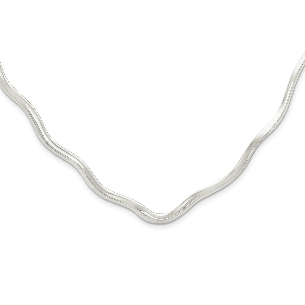 3mm Sterling Silver Wavy V-Shape Slip On Neck Collar, 14 Inch - Black ...