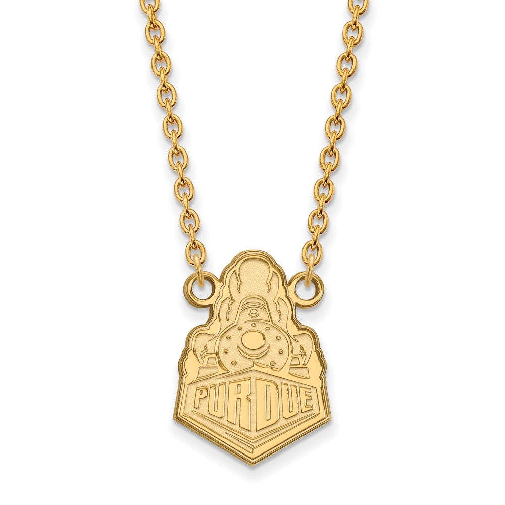 14k Gold Plated Silver Purdue Large Logo Pendant Necklace - Black Bow ...