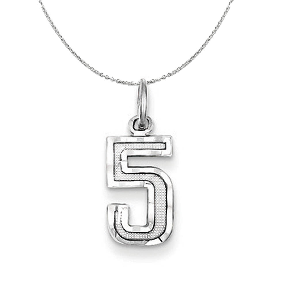 Sterling Silver, Varsity Collection, Small D/C Number 5 Necklace - 16 ...