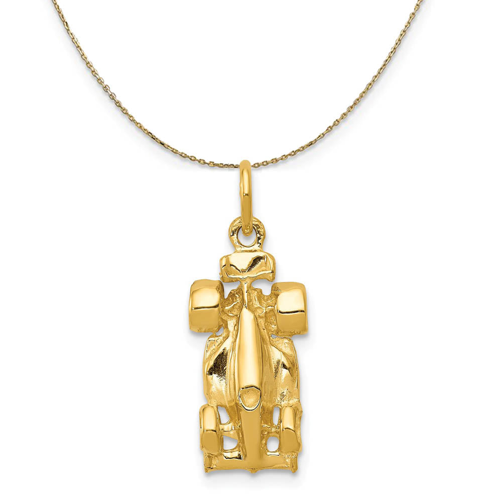 14k Yellow Gold Race Car Necklace - 16 Inch - Black Bow Jewelry Company