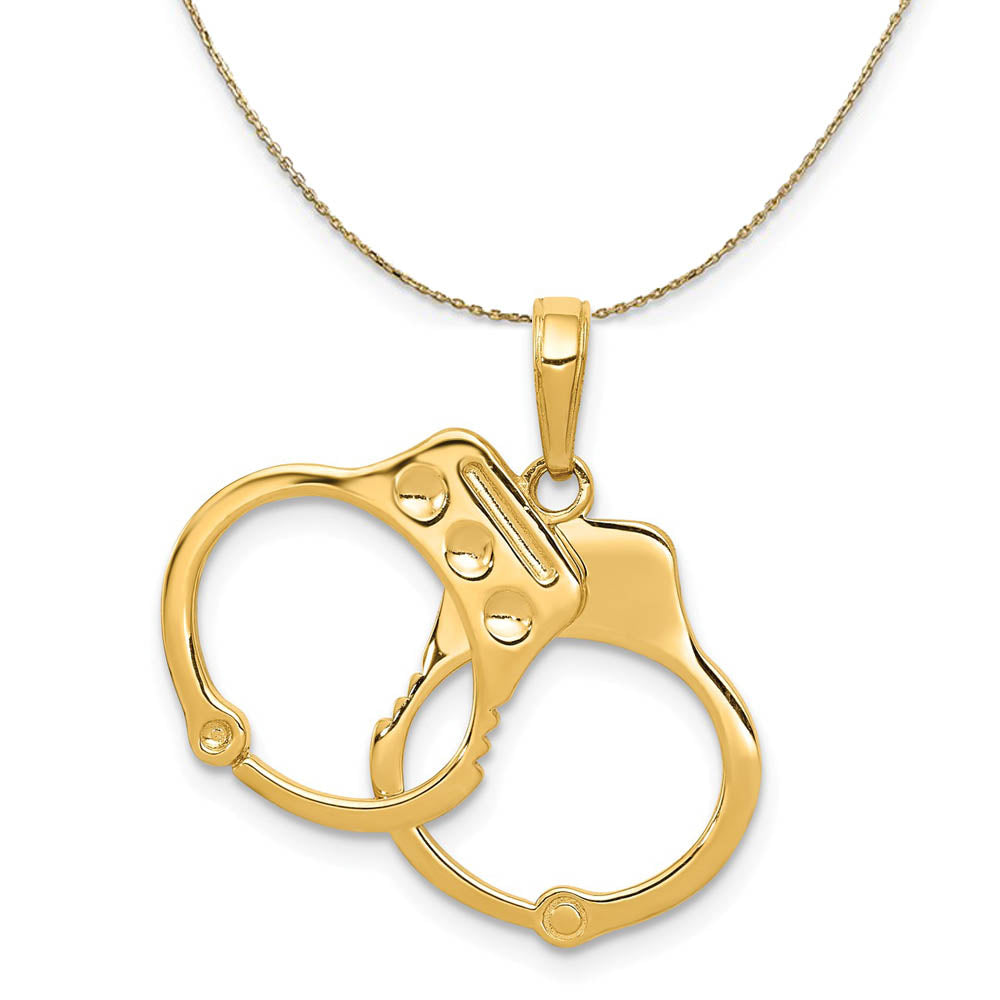 14k Yellow Gold Large Handcuffs Necklace - 16 Inch - Black Bow Jewelry ...