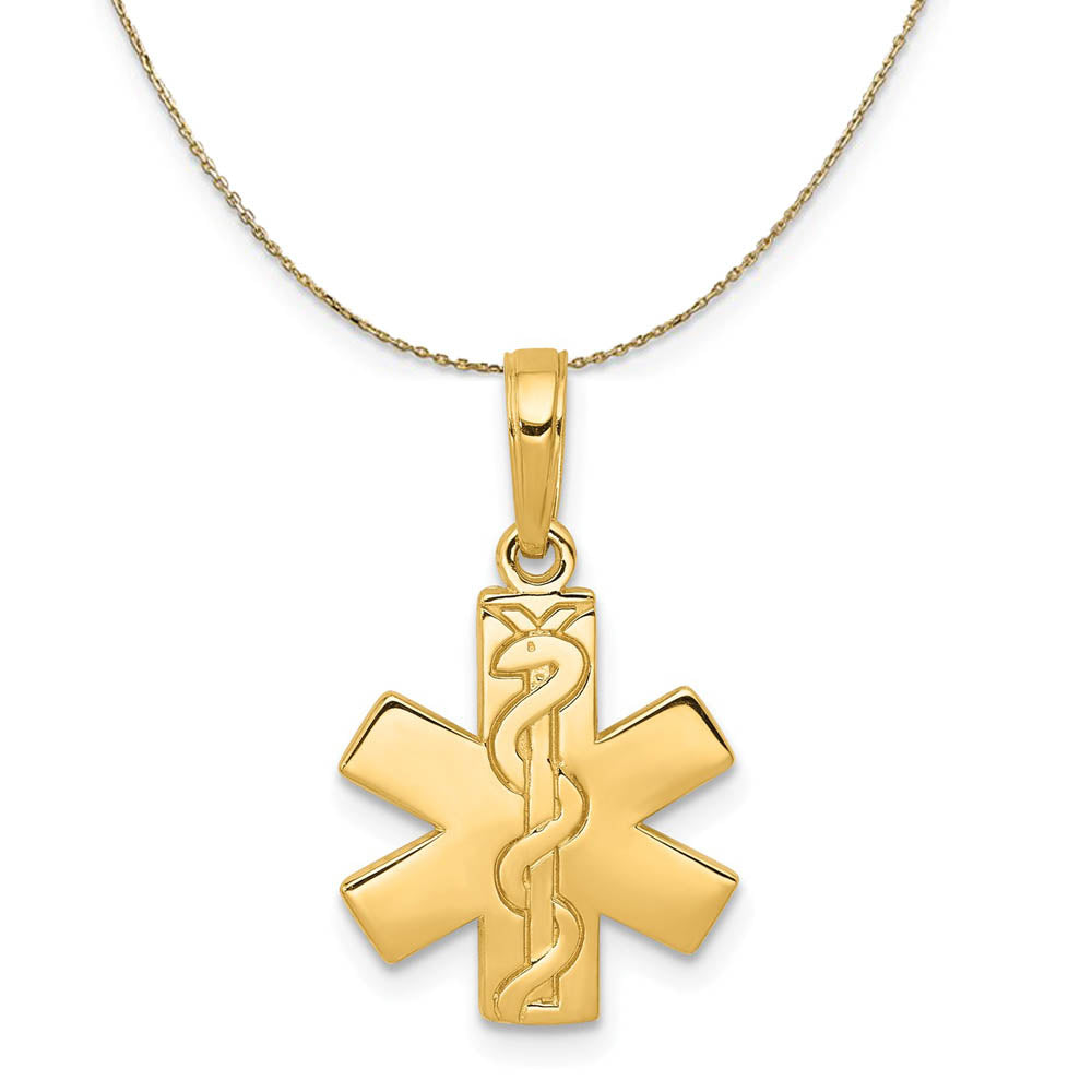 14k Yellow Gold Medical Symbol Necklace - 16 Inch - Black Bow Jewelry ...