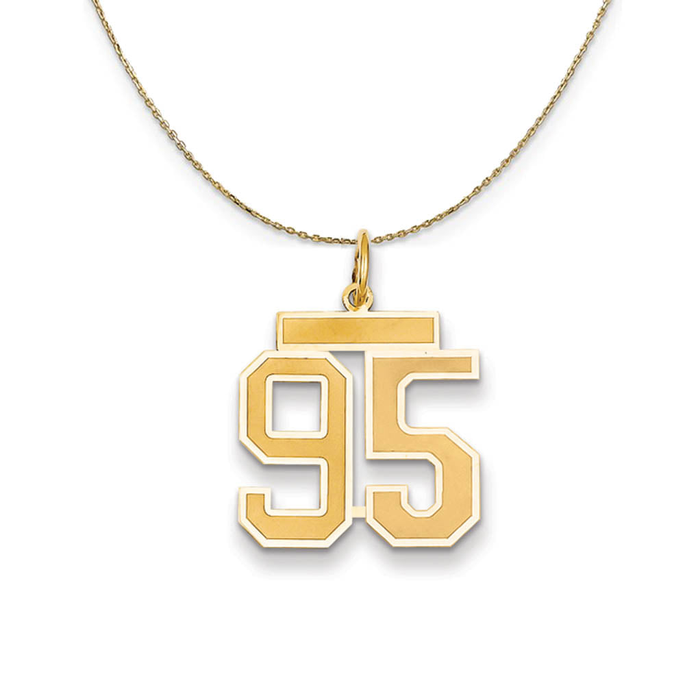 14k Yellow Gold, Jersey, Med Number 95 Necklace - 16 Inch - Black Bow ...