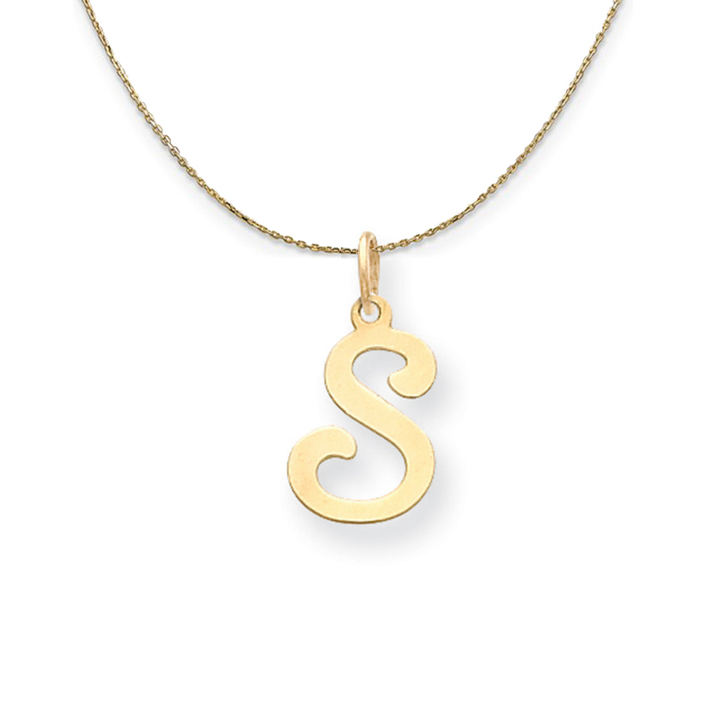 14k Yellow Gold, Sophia, Sm Script Initial S Necklace - 16 Inch - Black ...