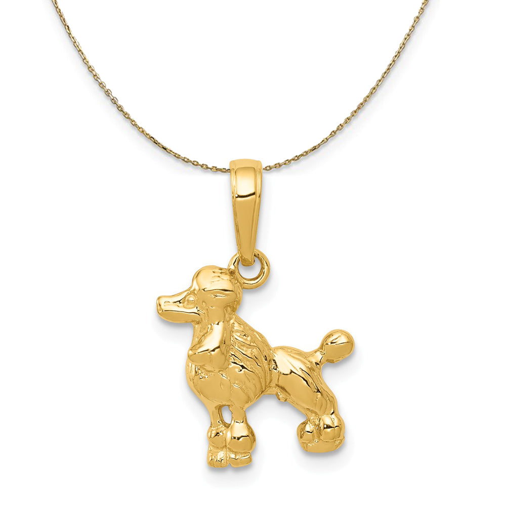 14k Yellow Gold Mini Poodle Necklace - 22 Inch - Black Bow Jewelry Company