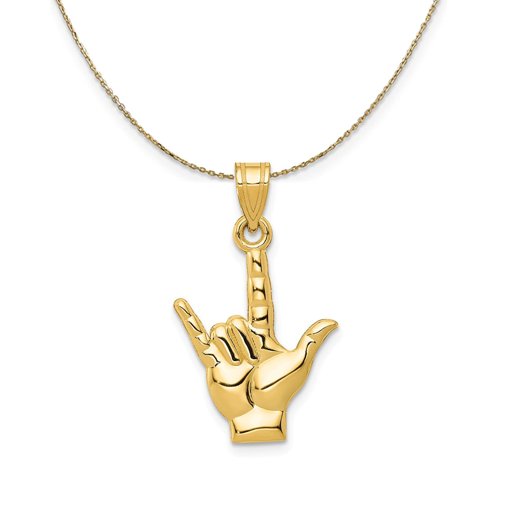 14k Yellow Gold I Love You Hand/Sign Language Necklace - 24 Inch ...