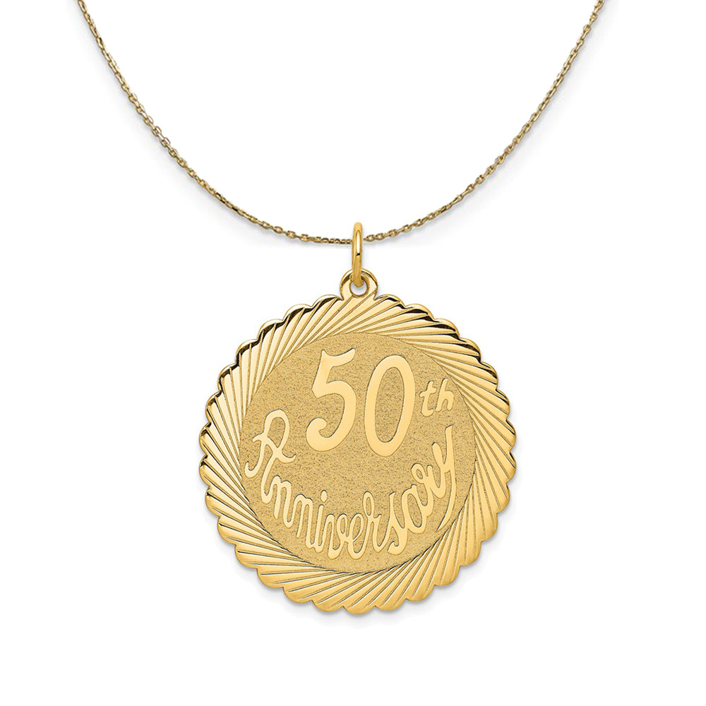 14k Yellow Gold 50th Anniversary Necklace - 16 Inch - Black Bow Jewelry ...