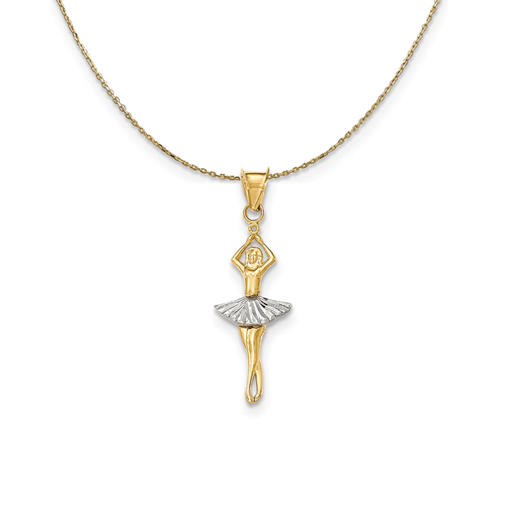 14k Yellow Gold and Rhodium Moveable Dancer (33mm) Necklace - 16 Inch ...