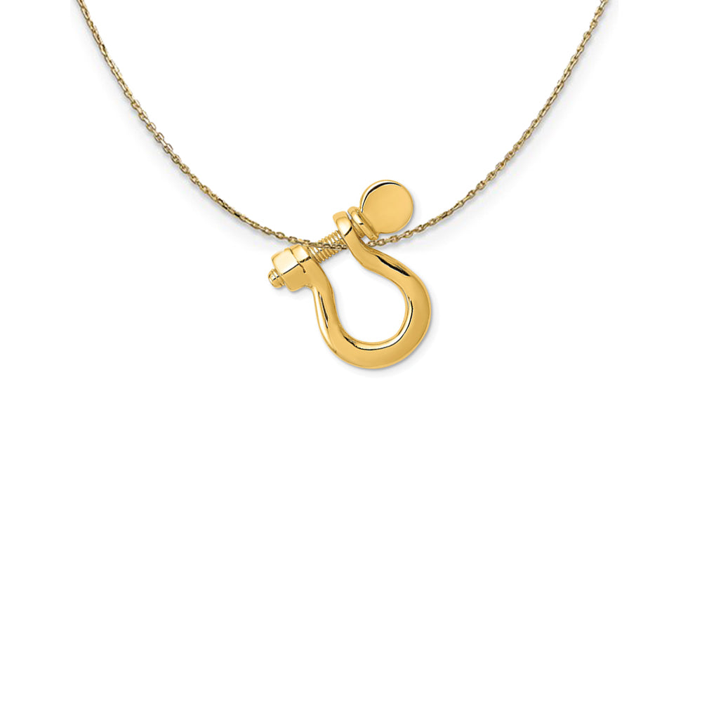 14k Yellow Gold Large Shackle Link Moveable Necklace - 16 Inch - Black ...
