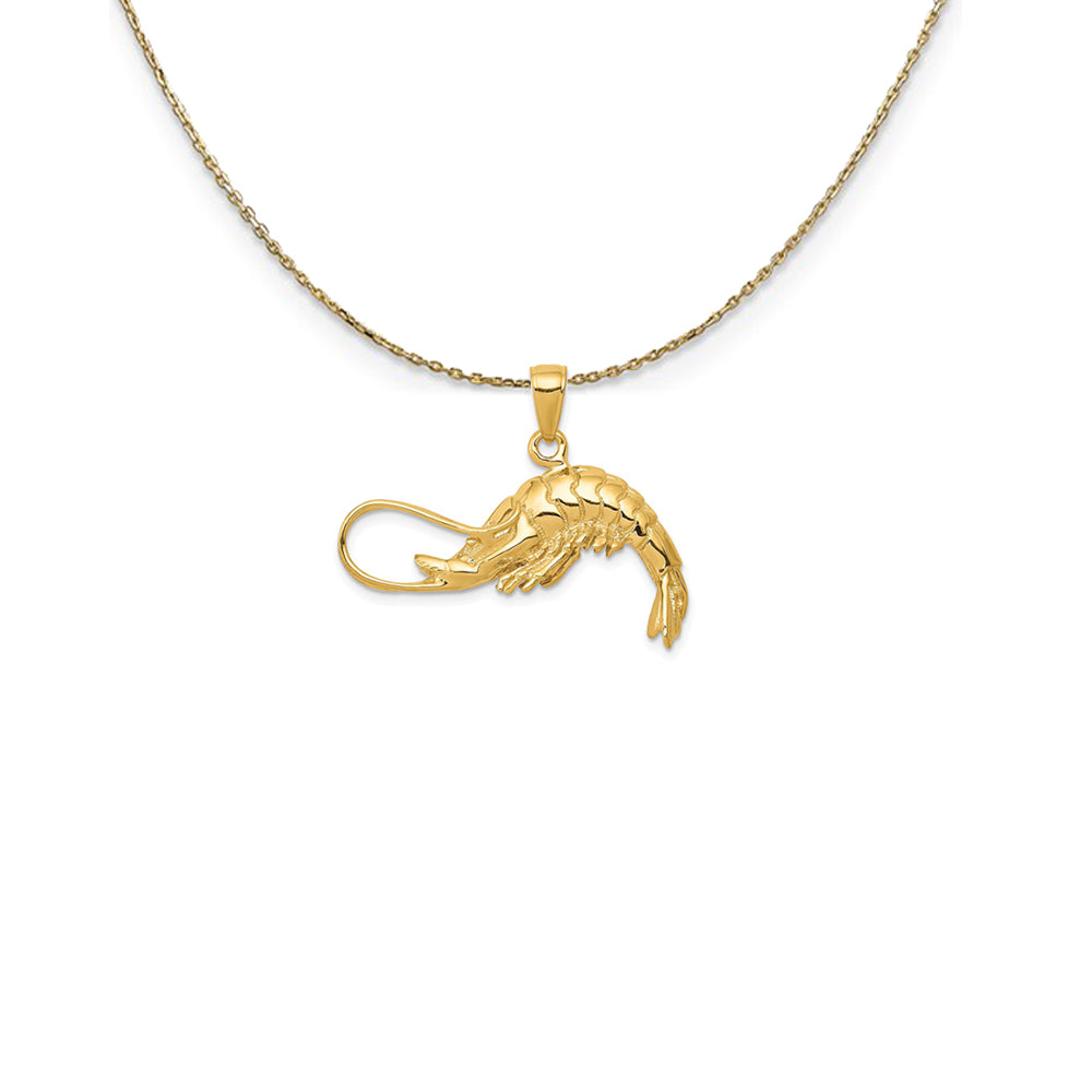 14k Yellow Gold 3 Dimensional Shrimp Necklace - 16 Inch - Black Bow ...