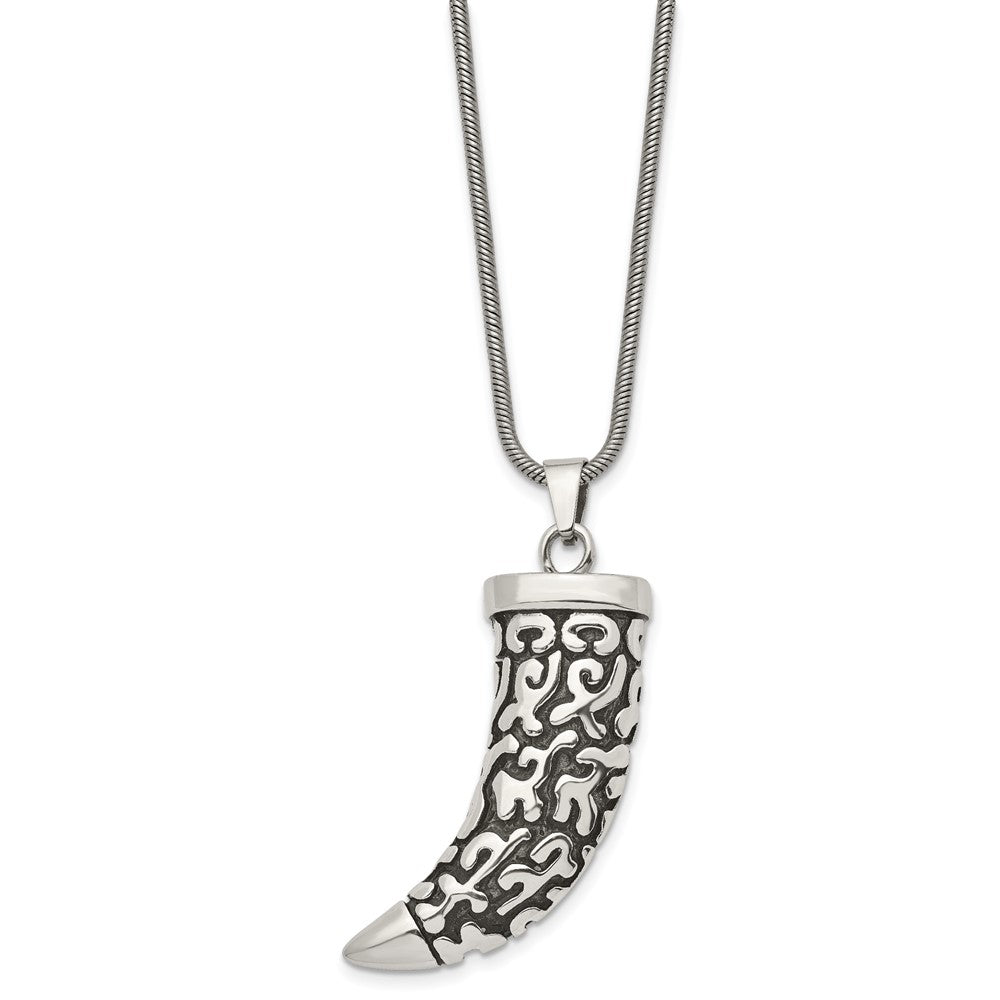 Stainless Steel Antiqued Fancy Claw Necklace 24 Inch - Black Bow ...