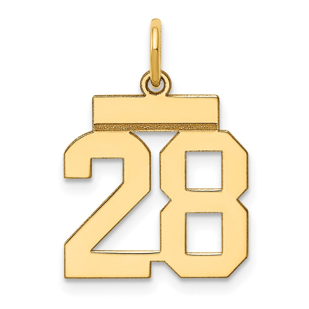 14k Yellow Gold, Athletic Collection, Small Polished Number 28 Pendant ...