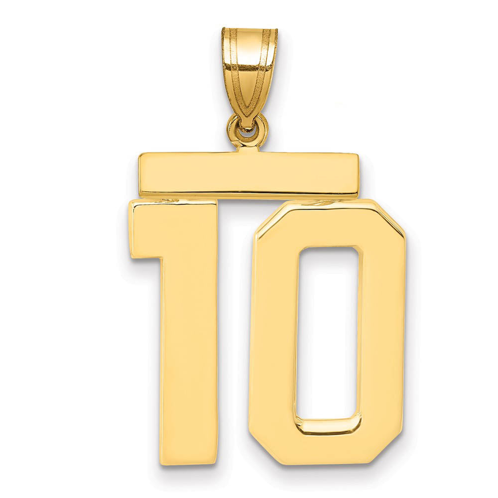 14k Yellow Gold, Athletic Collection, Large Polished Number 10 Pendant ...