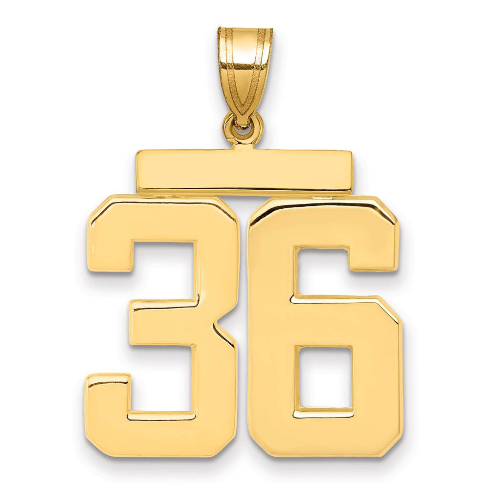 14k Yellow Gold, Athletic Collection, Large Polished Number 36 Pendant ...