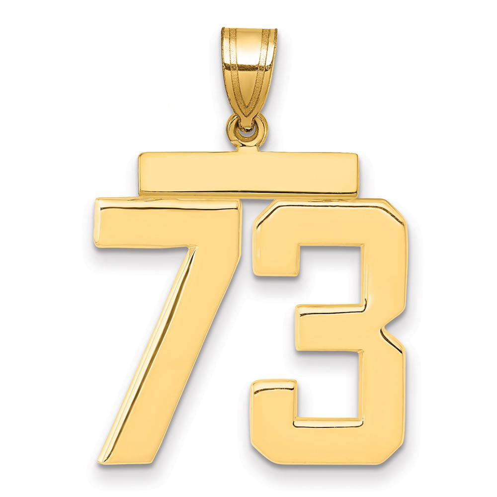 14k Yellow Gold, Athletic Collection, Large Polished Number 73 Pendant ...
