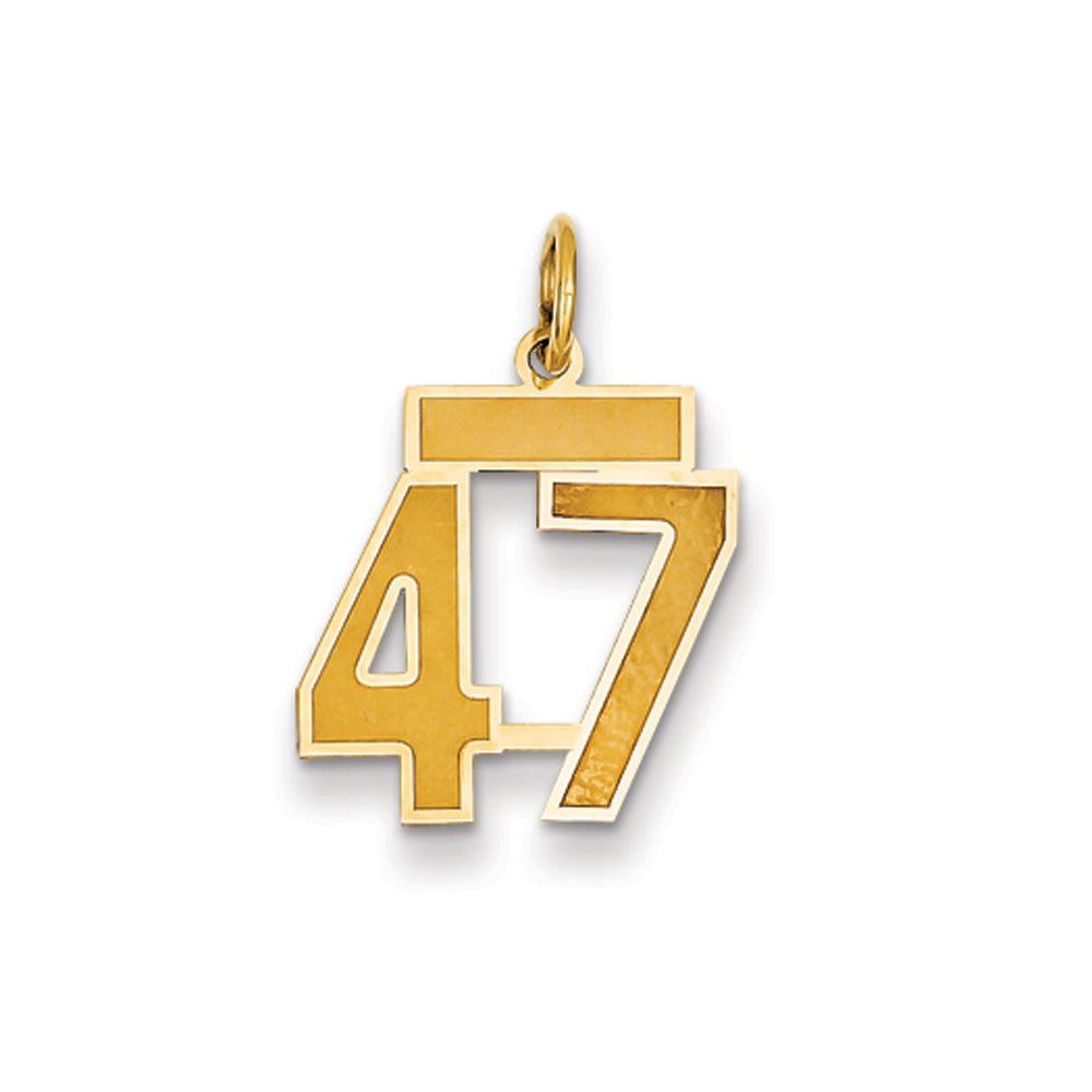 14k Yellow Gold, Jersey Collection, Small Number 47 Pendant - Black Bow ...