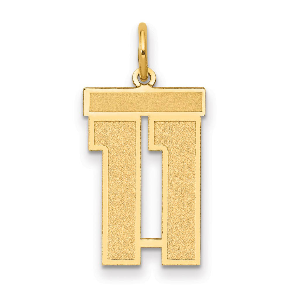 14k Yellow Gold, Jersey Collection, Medium Number 11 Pendant - Black ...