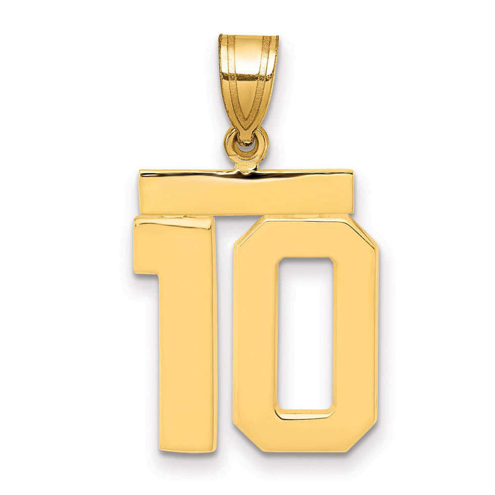 14k Yellow Gold, Athletic Collection Medium Polished Number 10 Pendant ...