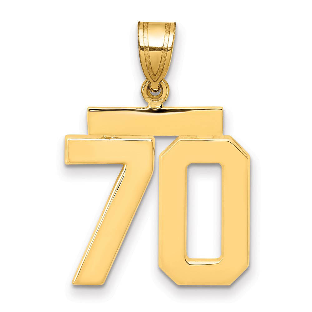 14k Yellow Gold, Athletic Collection Medium Polished Number 70 Pendant ...