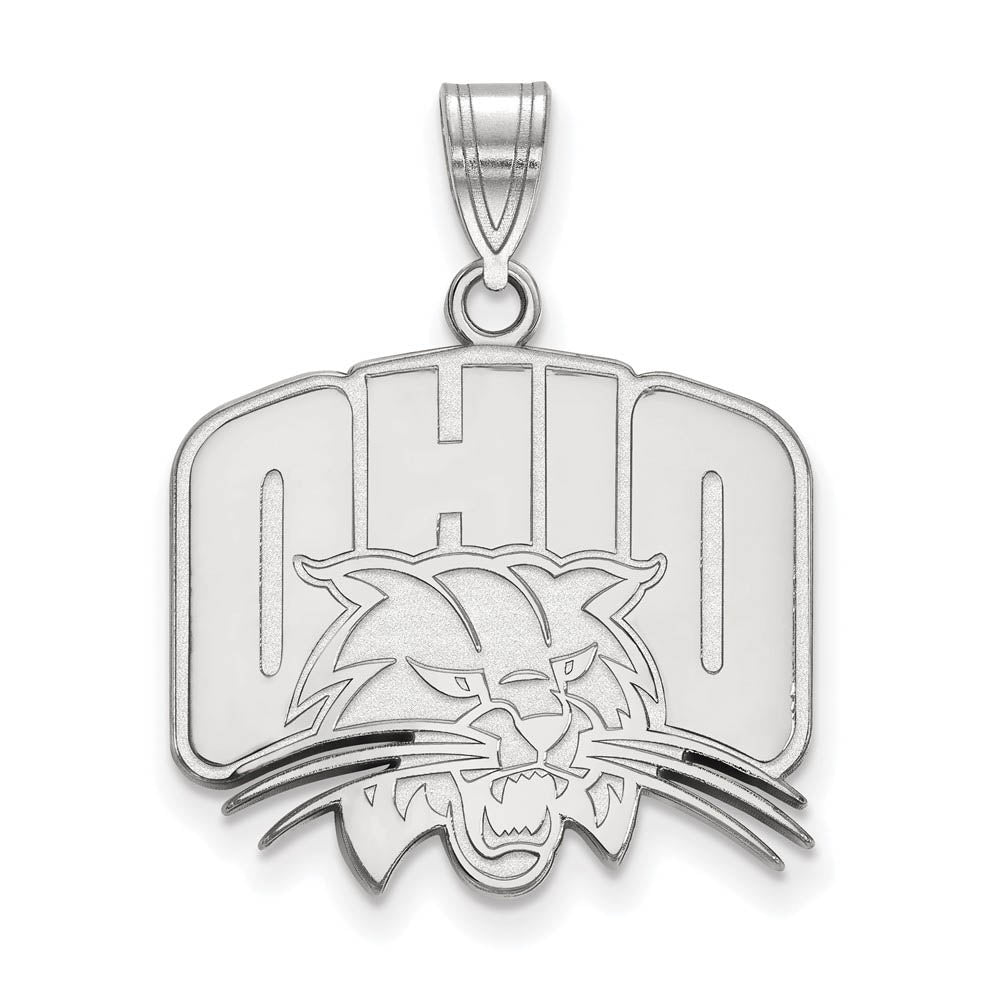 10k White Gold Ohio U. Large Logo Pendant - Black Bow Jewelry Company