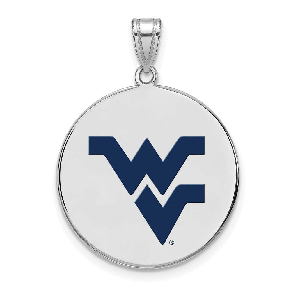 Sterling Silver West Virginia U. Large Enamel Logo Disc Pendant - Black ...