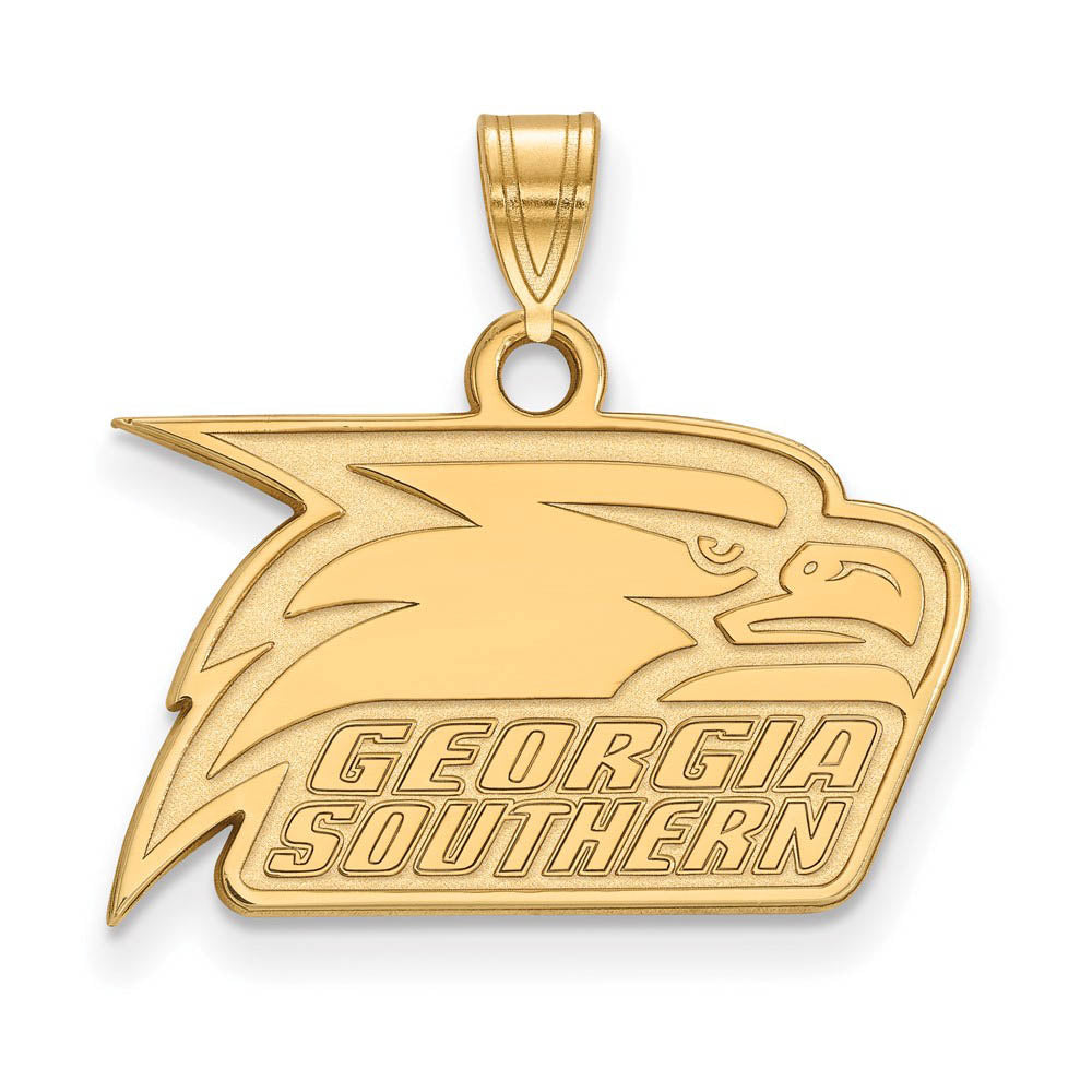 10k Yellow Gold Georgia Southern U Small Mascot Logo Pendant - Black ...