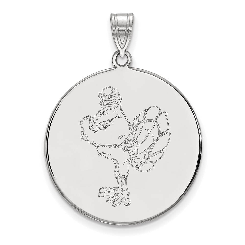 10k White Gold Virginia Tech XL Mascot Logo Disc Pendant - Black Bow ...
