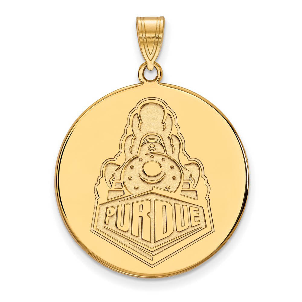 14k Gold Plated Silver Purdue XL Logo Disc Pendant - Black Bow Jewelry ...
