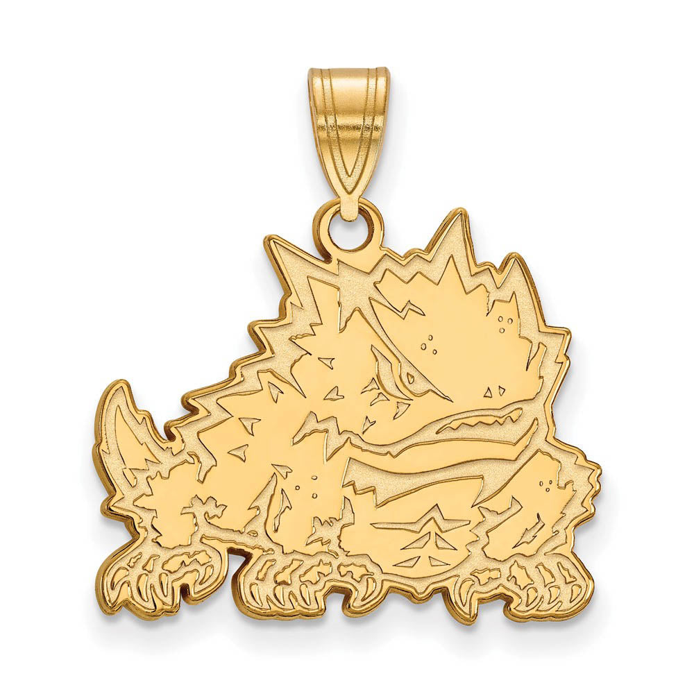 14k Gold Plated Silver Texas Christian U. Large Mascot Pendant - Black ...