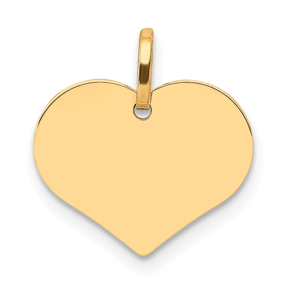 14k Yellow Gold Engravable Heart Charm or Pendant, 14mm - Black Bow ...