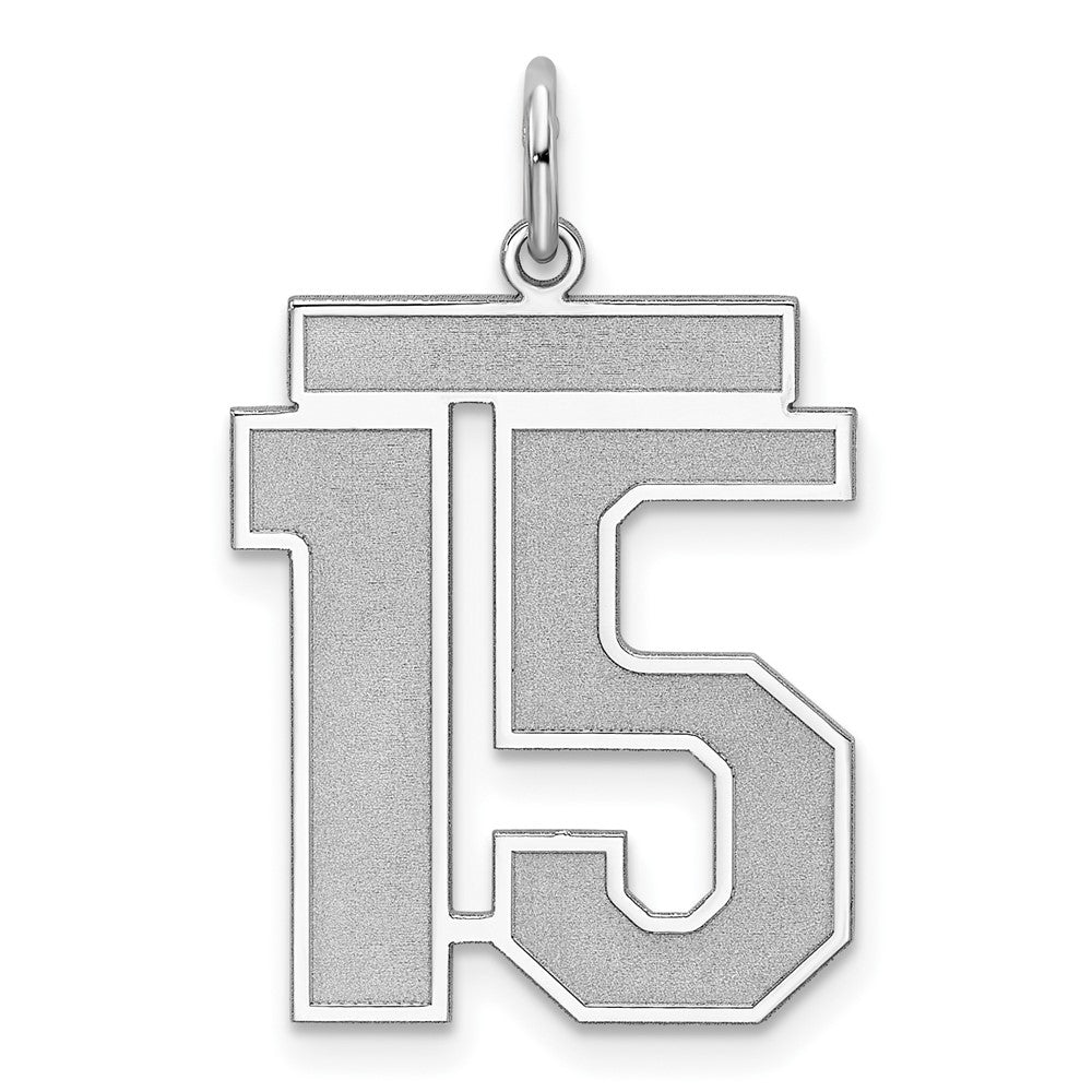 Sterling Silver, Jersey Collection, Large Number 15 Pendant - Black Bow ...