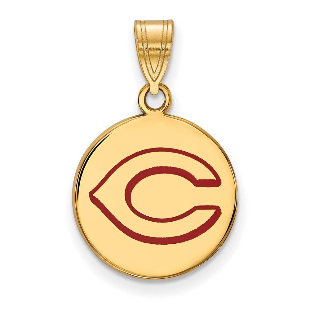 14K Gold Plated Silver MLB Cincinnati Reds MD Enamel Disc Pendant ...