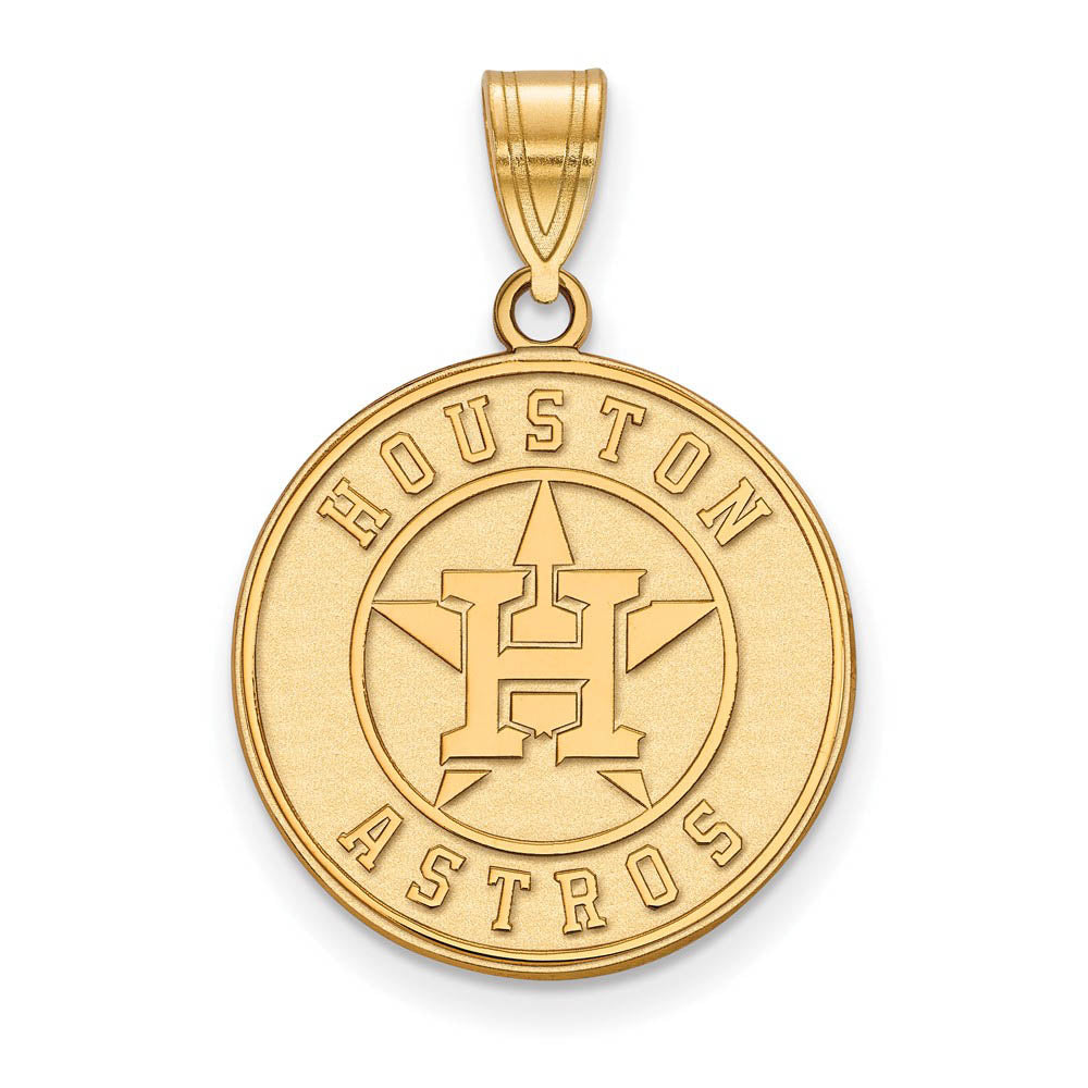 10K Yellow Gold MLB Houston Astros Large Disc Pendant - Black Bow ...