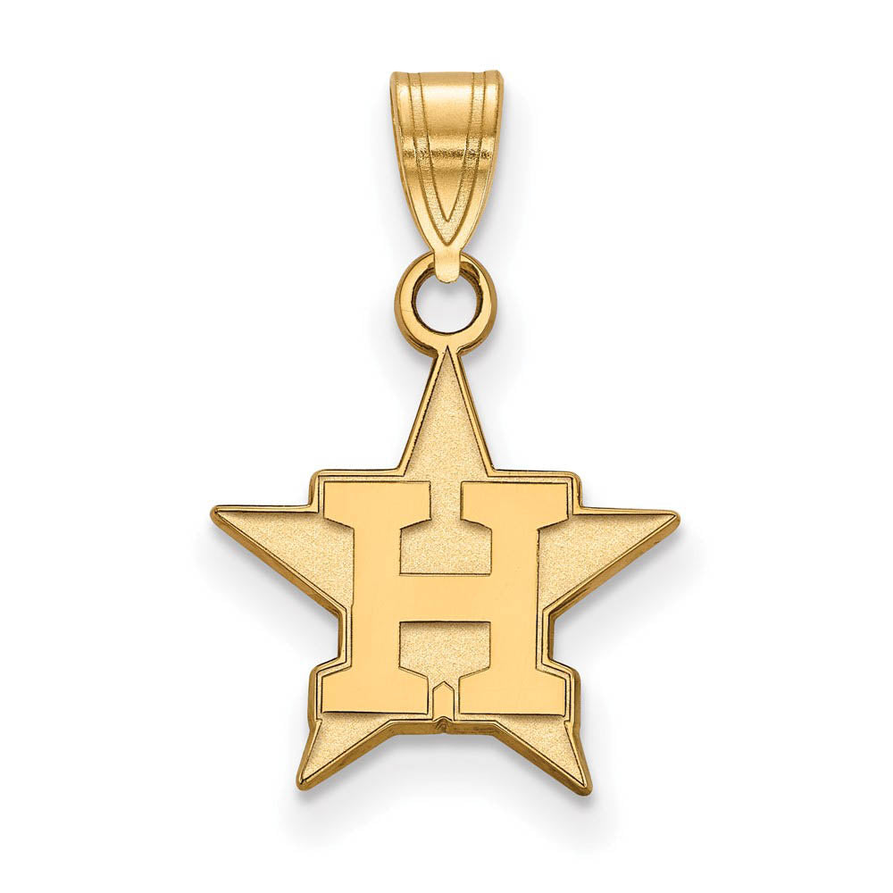 14K Gold Plated Silver MLB Houston Astros SM H Star Pendant - Black Bow ...