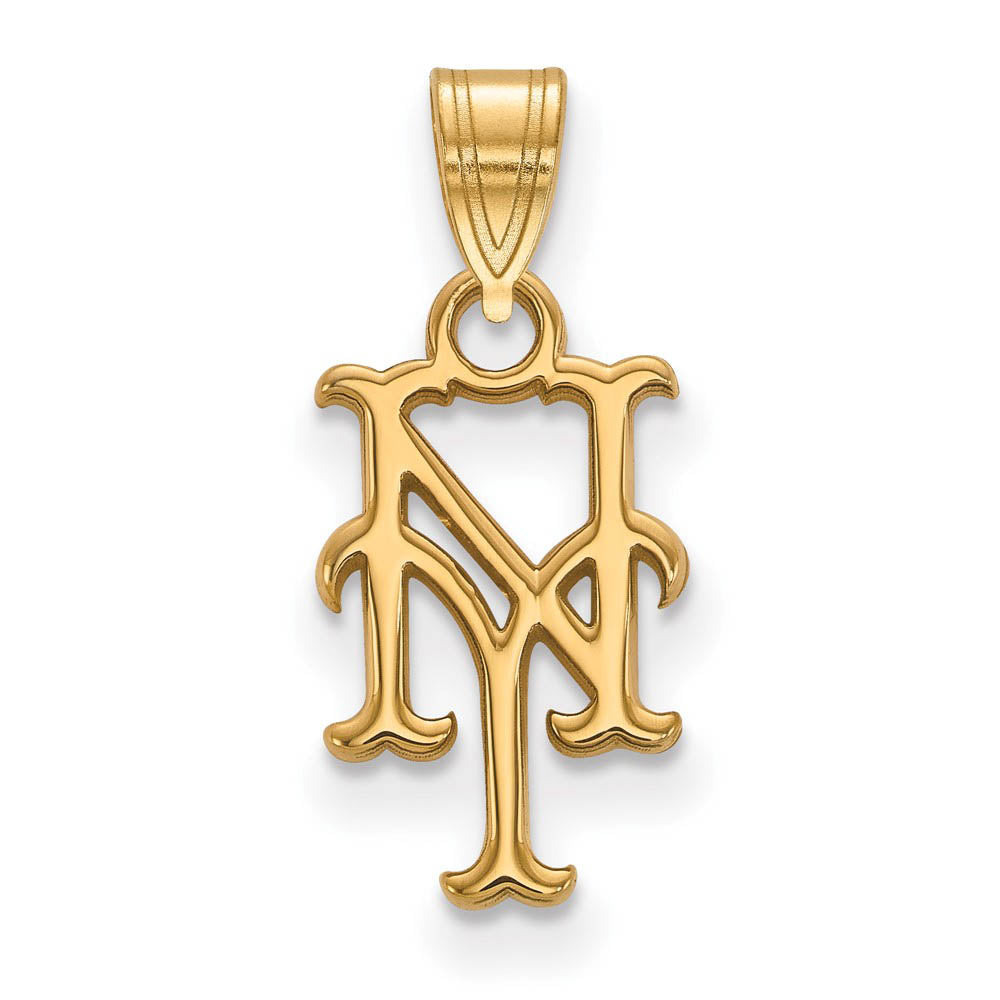 10K Yellow Gold MLB New York Mets Small Pendant - Black Bow Jewelry Company
